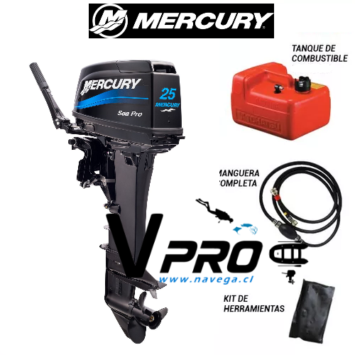 Mercury SeaPro Dos Tiempos 25HP Pata Larga